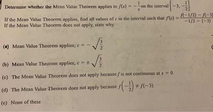 Solved Determine whether the Mean Value Theorem applies to | Chegg.com