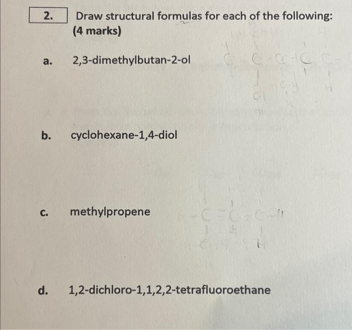 Solved Draw structural formulas for each of the following: | Chegg.com