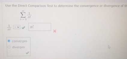 Solved Use the Direct Comparison Test to determine the | Chegg.com