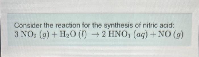 Solved Consider the reaction for the synthesis of nitric | Chegg.com