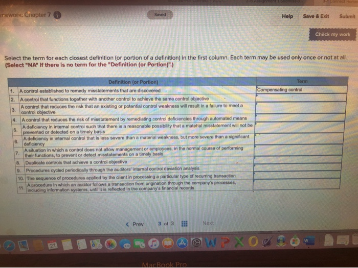 Solved o Wonie Chapter 7 Help Save & Exit Submit Check my | Chegg.com