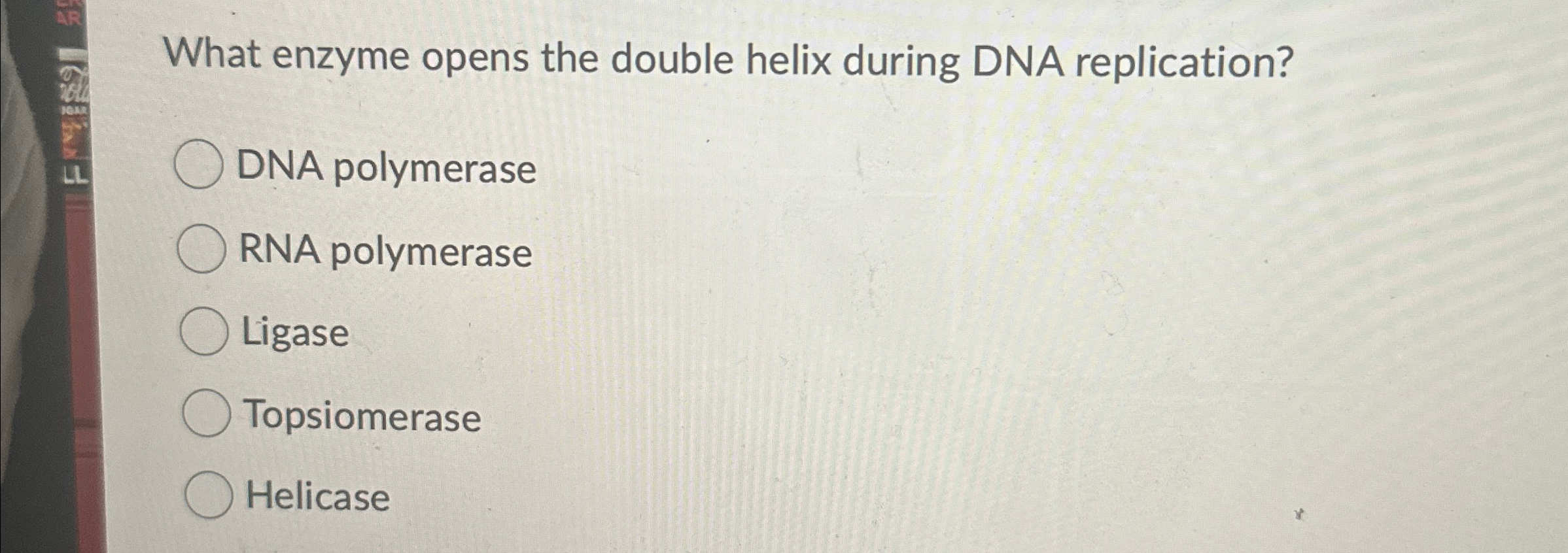 Solved What enzyme opens the double helix during DNA | Chegg.com