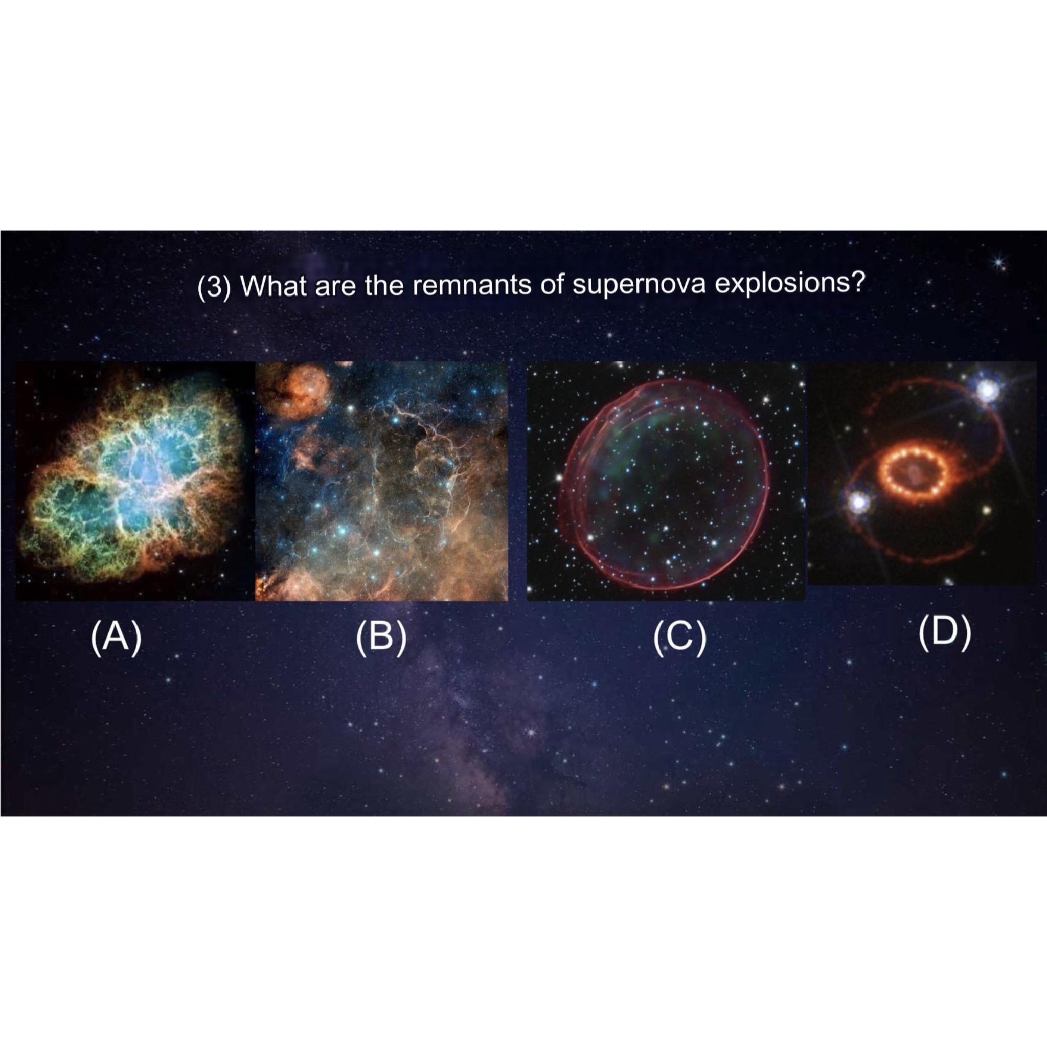 Solved (3) ﻿What are the remnants of supernova explosions? | Chegg.com