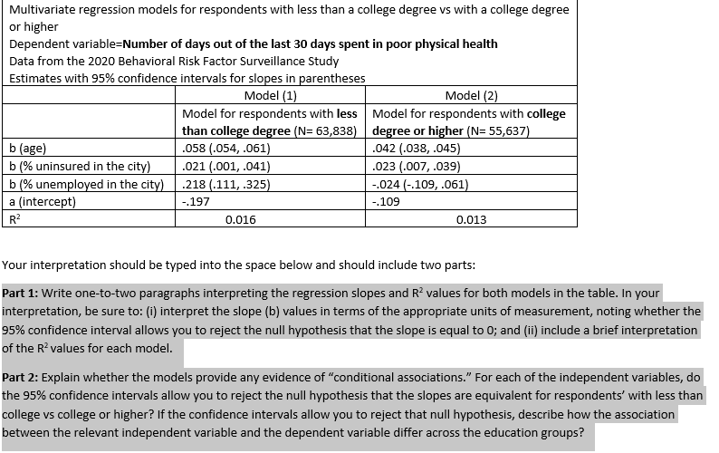 Solved Part 1: Write one-to-two paragraphs interpreting the | Chegg.com