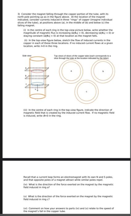 Solved 3) Consider the magnet falling through the copper | Chegg.com