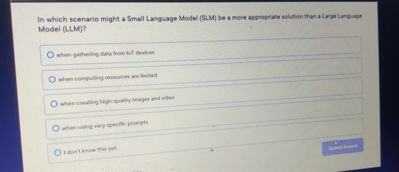 Solved In which scenario might a Small Language Model (SLM) | Chegg.com