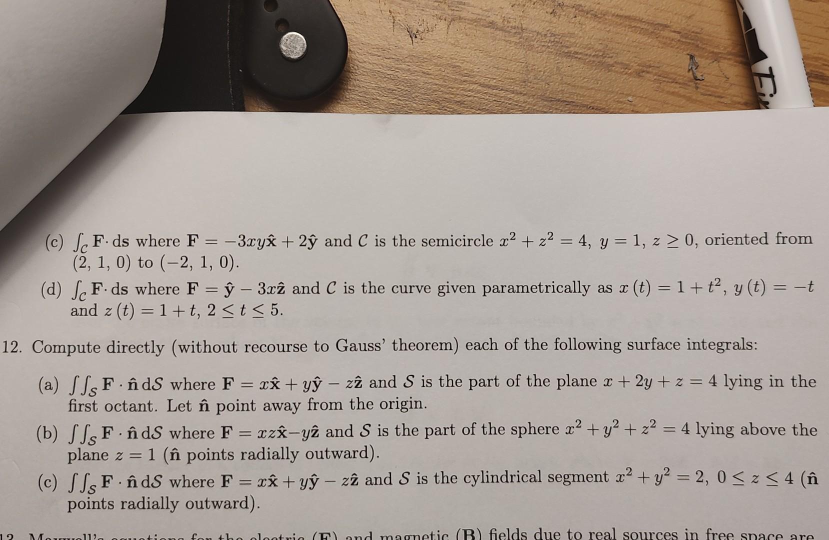 Solved 11. Compute directly (without recourse to Stokes' | Chegg.com