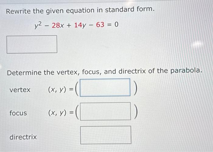 Solved Rewrite the given equation in standard form. | Chegg.com