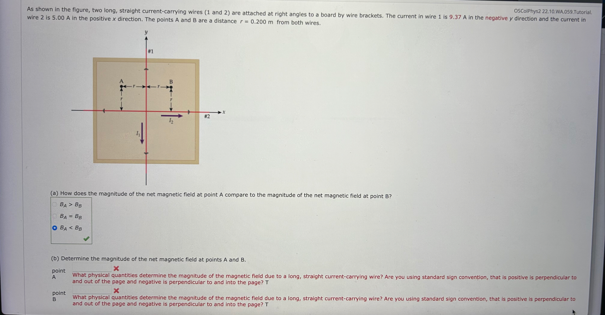 Solved wire 2 ﻿is 5.00 ﻿A in the positive x ﻿direction. The | Chegg.com