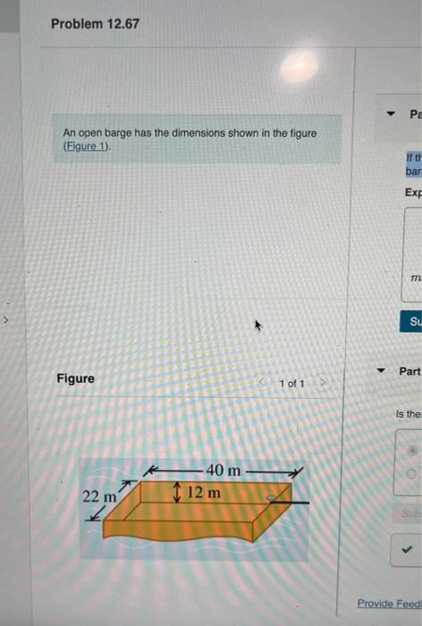 Solved An open barge has the dimensions shown in the figure | Chegg.com