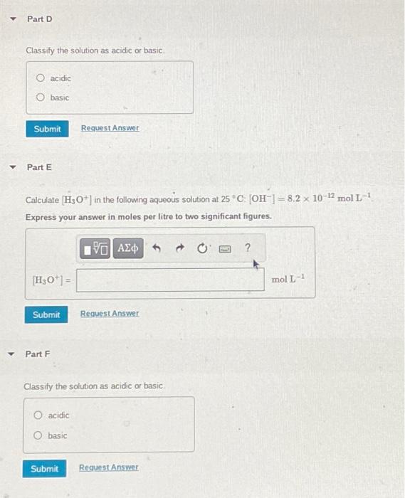 Solved Calculate [H3O+]in the following aqueous solution at | Chegg.com