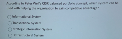 Solved According to Peter Well's CISR balanced portfolio | Chegg.com