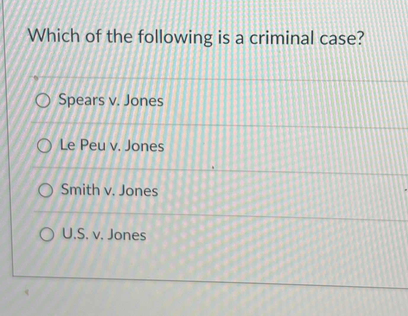 Solved Which of the following is a criminal case?Spears V. | Chegg.com
