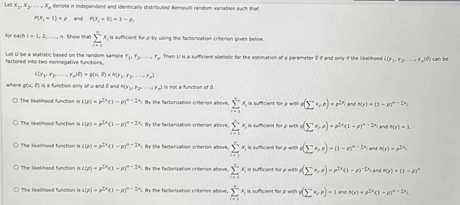 Solved Let x1,x2,dots,xn ﻿denote n ﻿independent and | Chegg.com