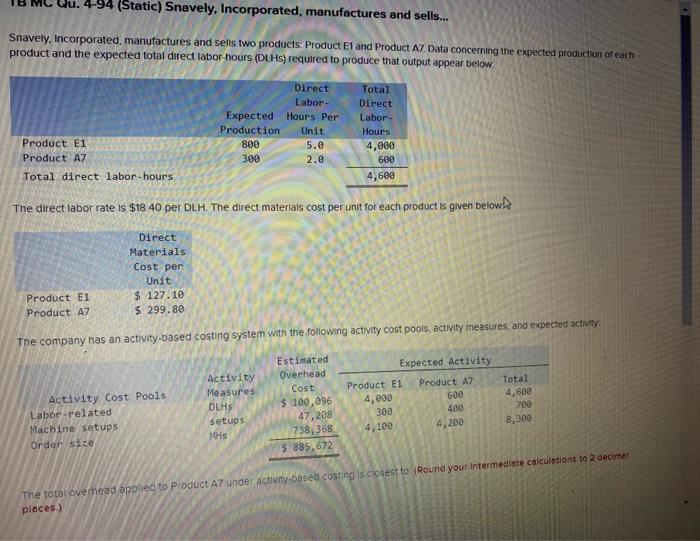 Solved total overhead applied to Product A7 under | Chegg.com