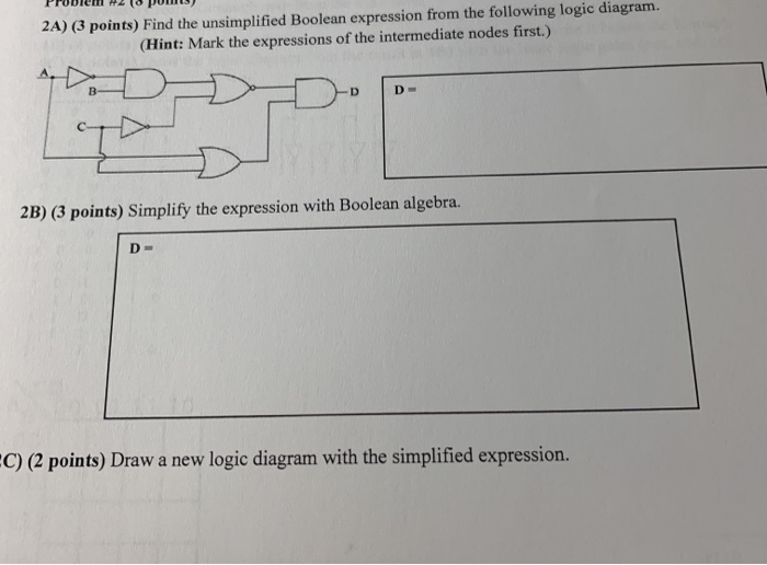 Solved 2A) (3 points) Find the unsimplified Boolean | Chegg.com