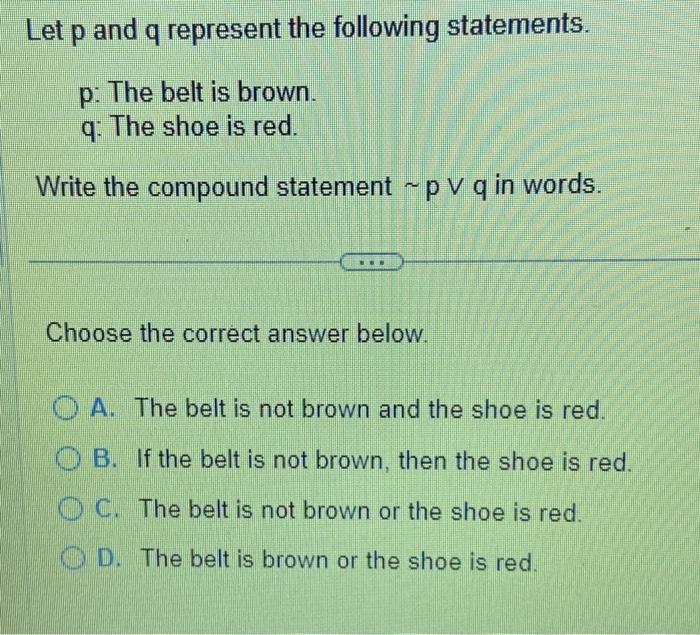 Solved Let p and q represent the following statements. p: | Chegg.com