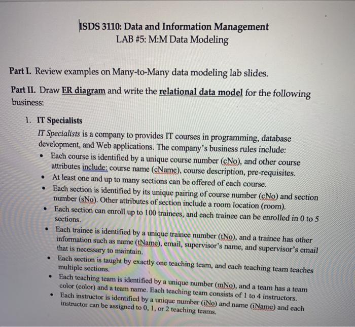 Solved ISDS 3110: Data and Information Management LAB #5: | Chegg.com