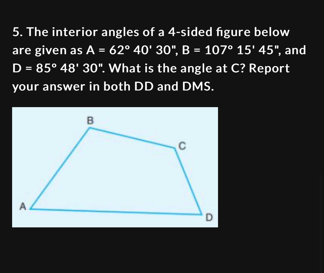 Solved The interior angles of a 4-sided figure below are | Chegg.com
