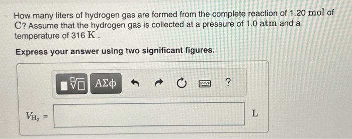 Solved How many liters of hydrogen gas are formed from the | Chegg.com