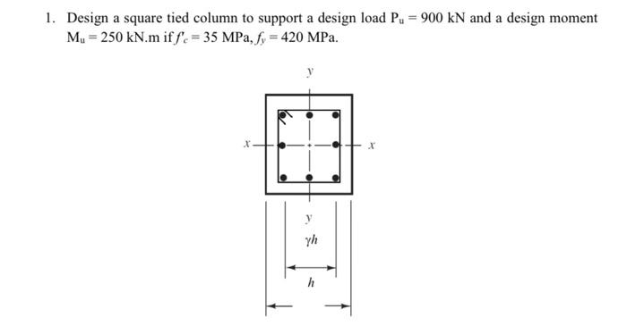 Solved 1. Design a square tied column to support a design | Chegg.com