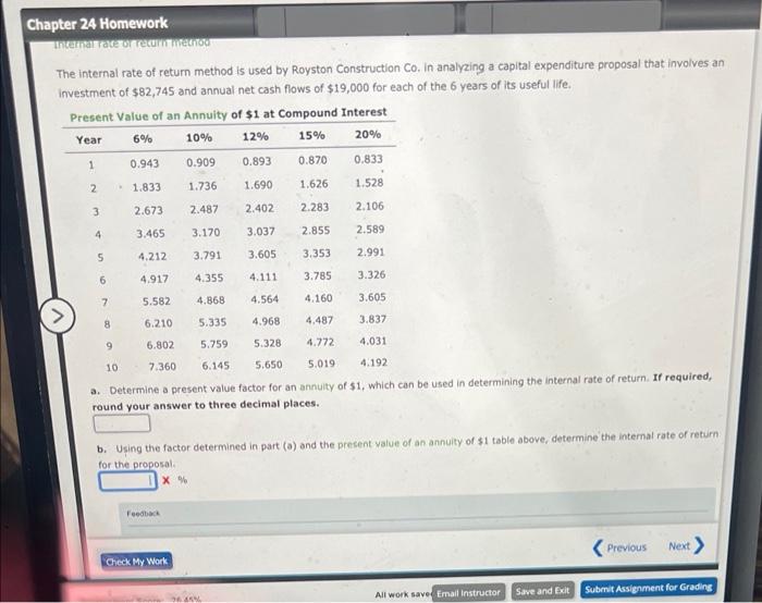 Solved The internal rate of return method is used by Royston | Chegg.com