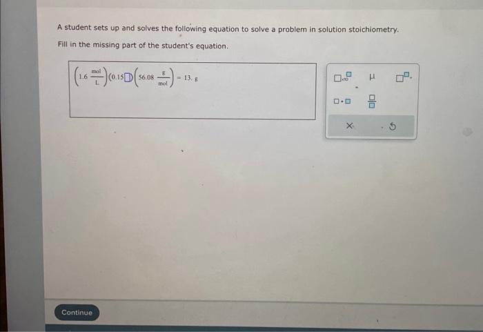 Solved A student sets up and solves the following equation | Chegg.com