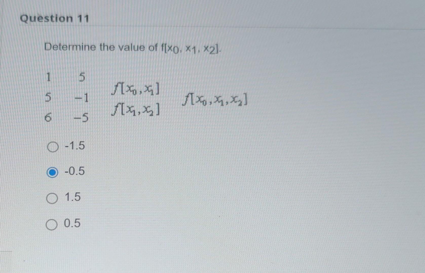 Solved Determine the value of f[x0,x1,x2]. | Chegg.com