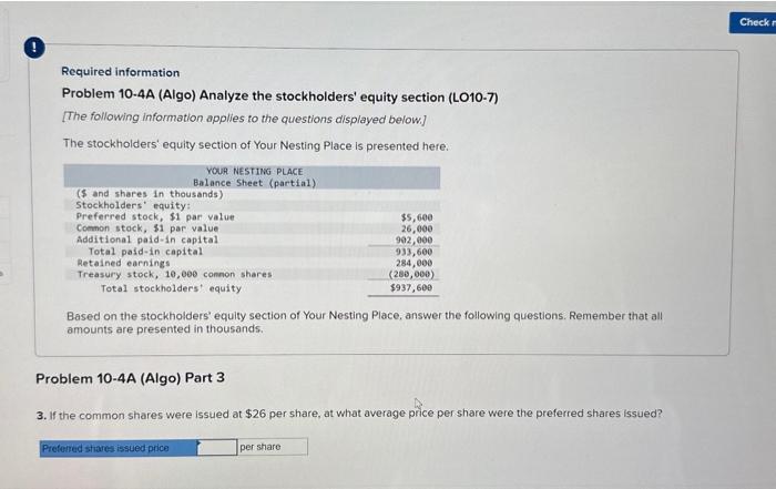 Solved Required information Problem 10-4A (Algo) Analyze the | Chegg.com