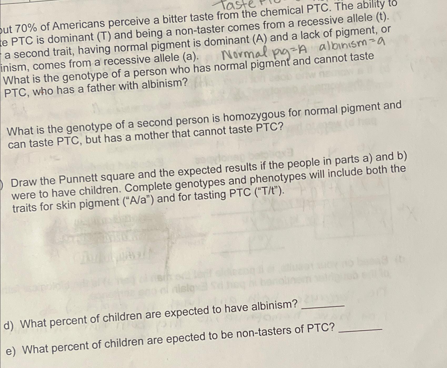 Solved ut 70% ﻿of Americans perceive a bitter taste from the | Chegg.com