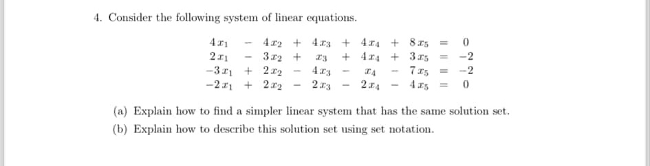 Consider the following system of linear | Chegg.com