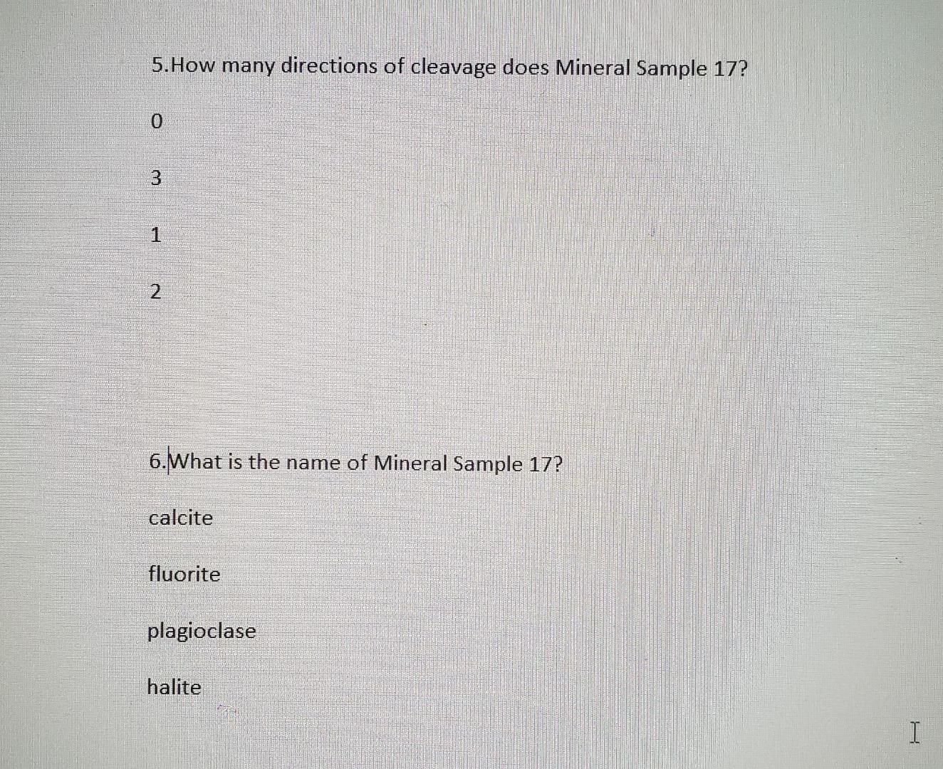 Solved Mineral Identification Sample 1 mm Click here for | Chegg.com