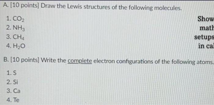 Solved A. [10 points] Draw the Lewis structures of the | Chegg.com