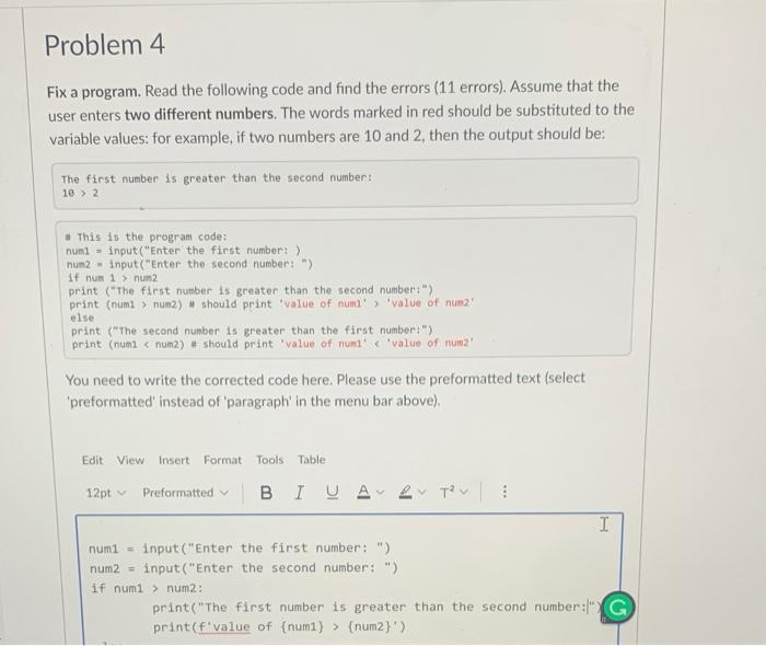 Solved Problem 4 Fix a program. Read the following code and | Chegg.com