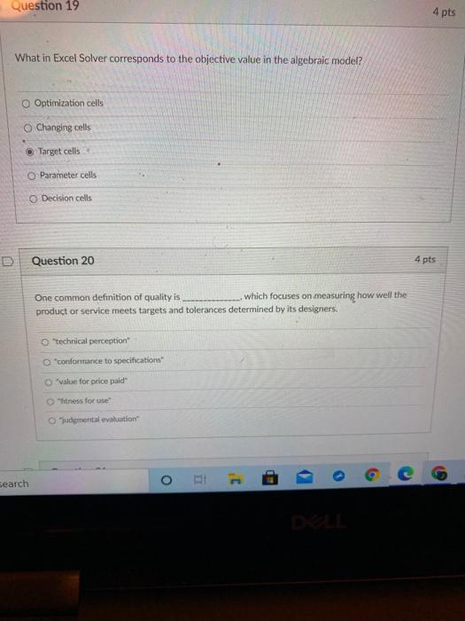 Solved Question 19 4 pts What in Excel Solver corresponds to | Chegg.com