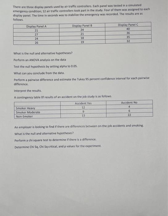 Solved There are three display panels used by air traffic | Chegg.com