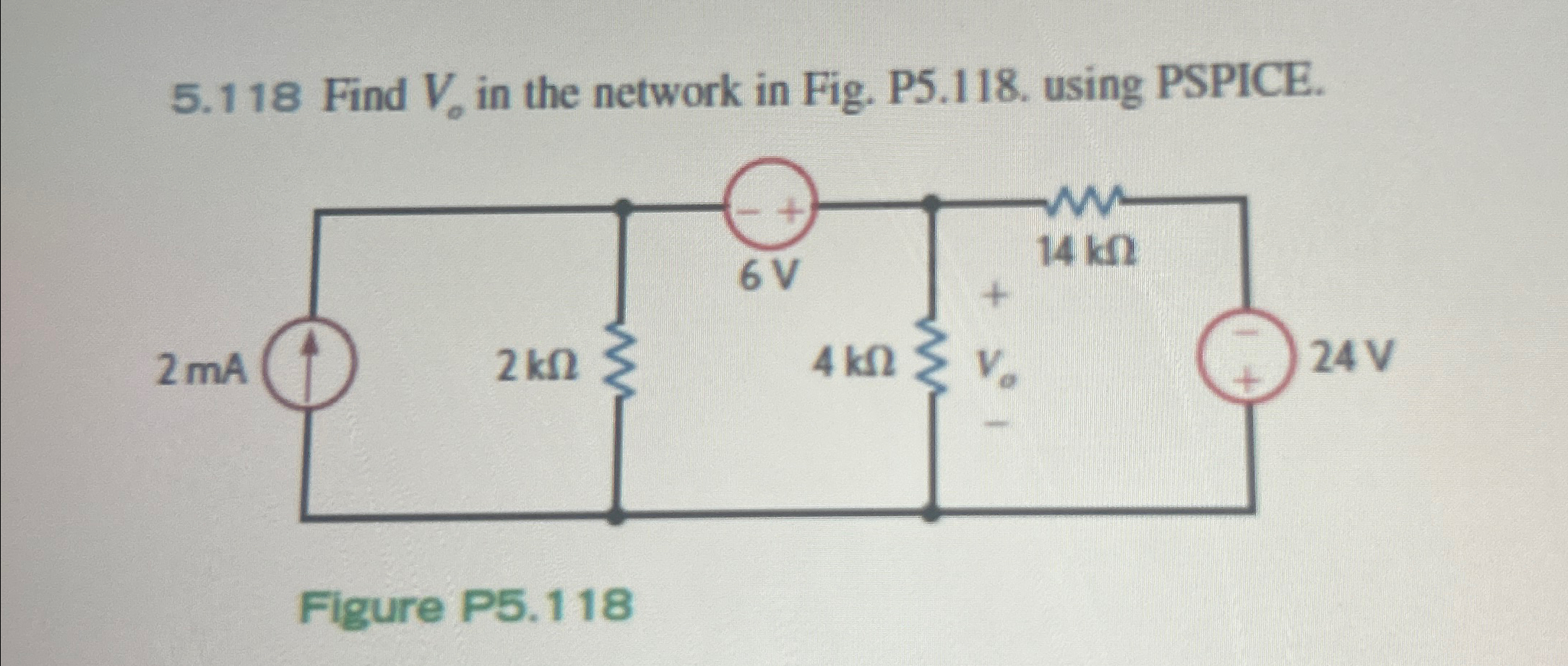 Solved 5.118 ﻿Find Vo ﻿in the network in Fig. P5.118. ﻿using | Chegg.com