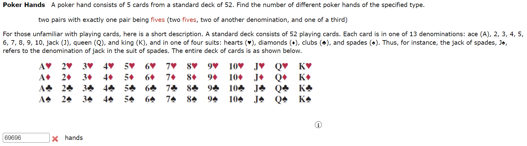 Solved Poker Hands A poker hand consists of 5 ﻿cards from | Chegg.com