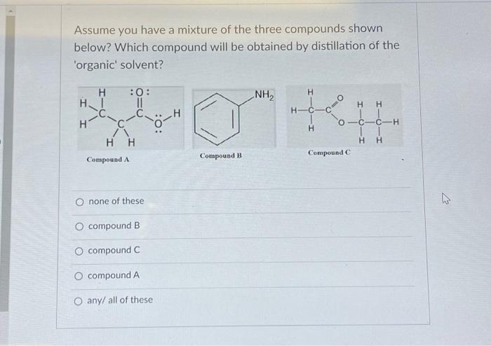 Solved Assume you have a mixture of the three compounds | Chegg.com