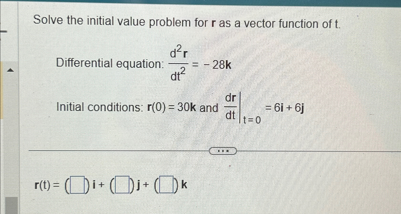 Solved Solve the initial value problem for r ﻿as a vector | Chegg.com