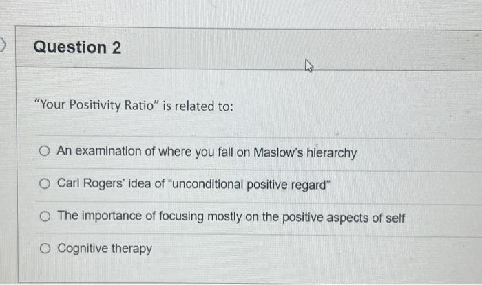 "Your Positivity Ratio" is related to: An examination | Chegg.com