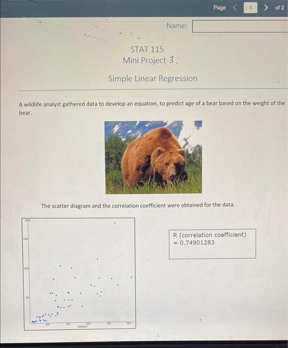 Solved A wildlife analyst gathered data to develop an | Chegg.com