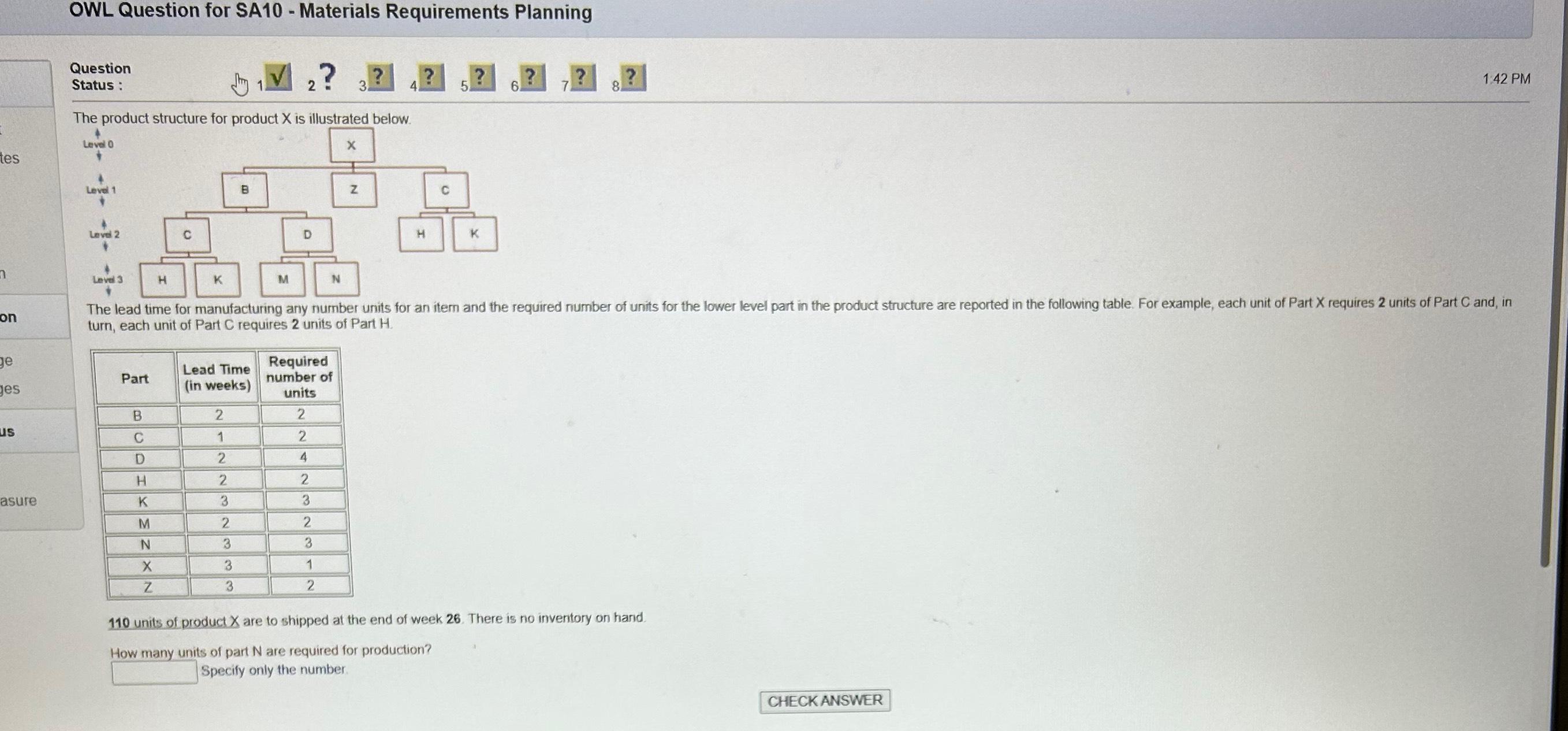 Solved OWL Question for SA10 - ﻿Materials Requirements | Chegg.com
