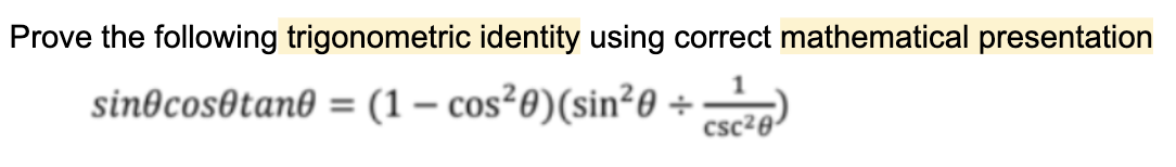 Solved \Prove the following trigonometric identity using | Chegg.com