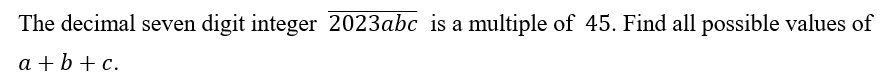 Solved The decimal seven digit integer (2023abc) ﻿is a | Chegg.com