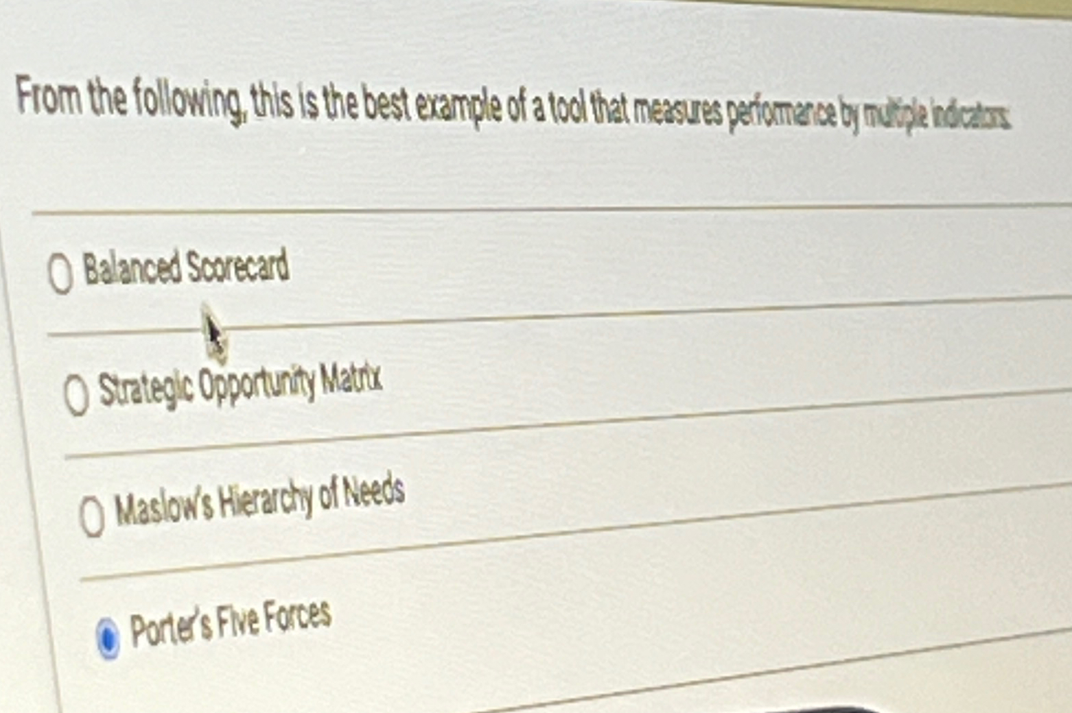 Solved O Balanced ScorecardO Srategic Opportunity MatrixO | Chegg.com