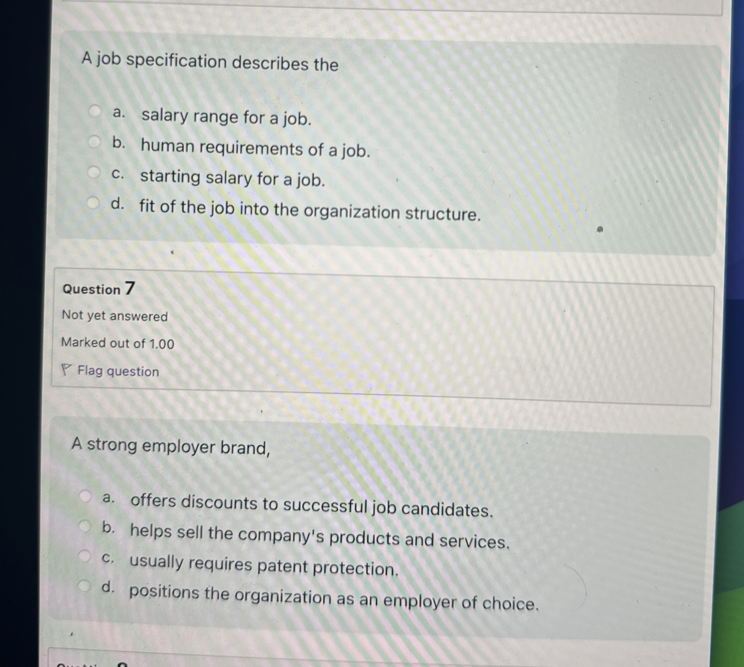 Solved A job specification describes thea. ﻿salary range for | Chegg.com