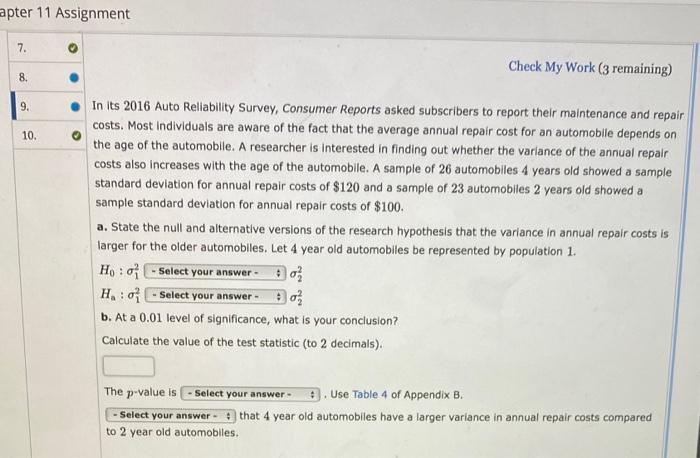 Solved apter 11 Assignment 7. Check My Work (3 remaining) od | Chegg.com