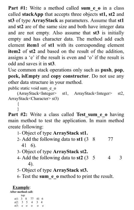Solved Part #1: Write a method called sum_e_o in a class | Chegg.com