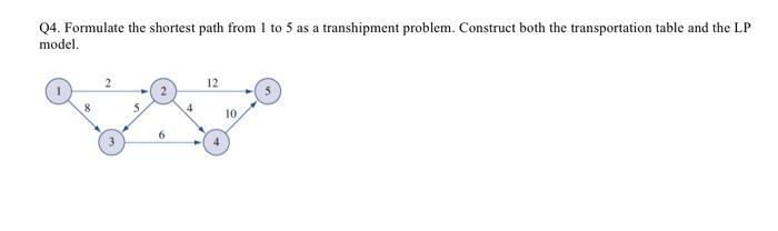 Solved Q4 Formulate The Shortest Path From 1 To 5 As A